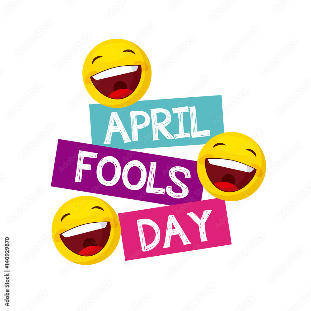 april fools day card with happy face emojis over white background ...