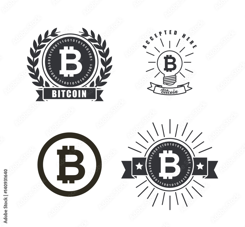 bitcoin emblems over white background. vector illustration Stock ...