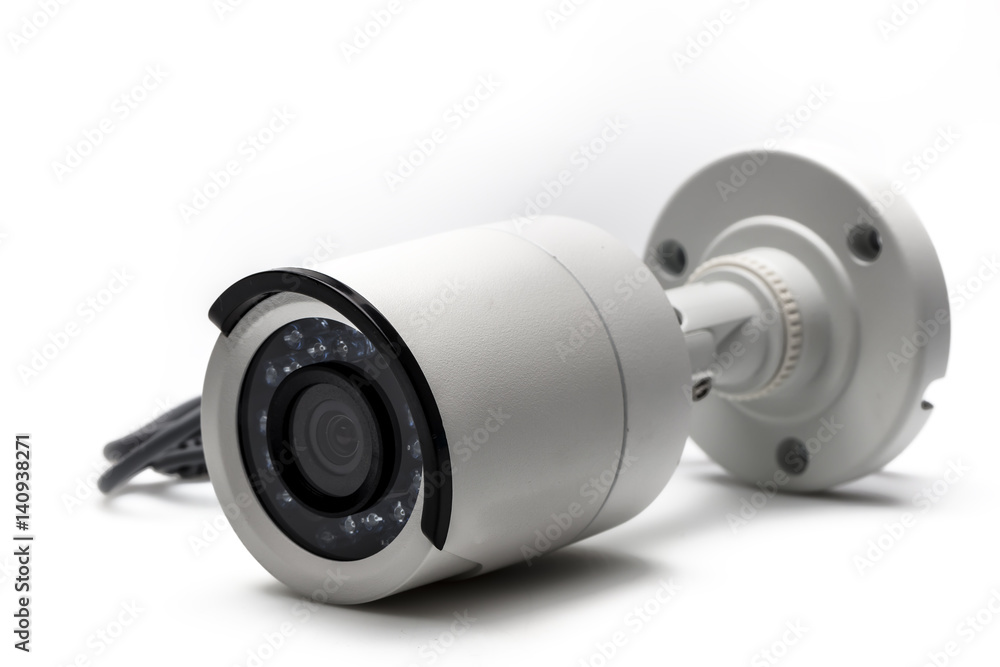 Realistic CCTV camera set isolated on white background. Video camera ...
