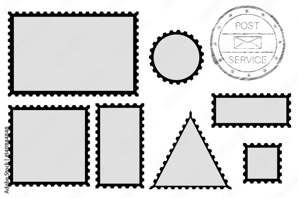 Blank post stamp shape - rectangle, triangle, circle, square. With ...