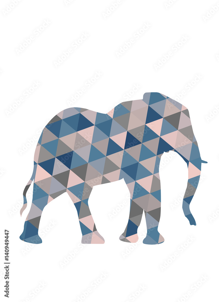 Silhouette of elephant in triangles. Stock Illustration | Adobe Stock