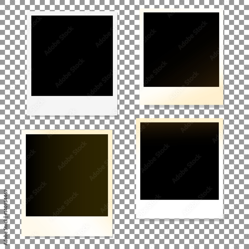Set of old photo plastic border frames on a transparent background ...