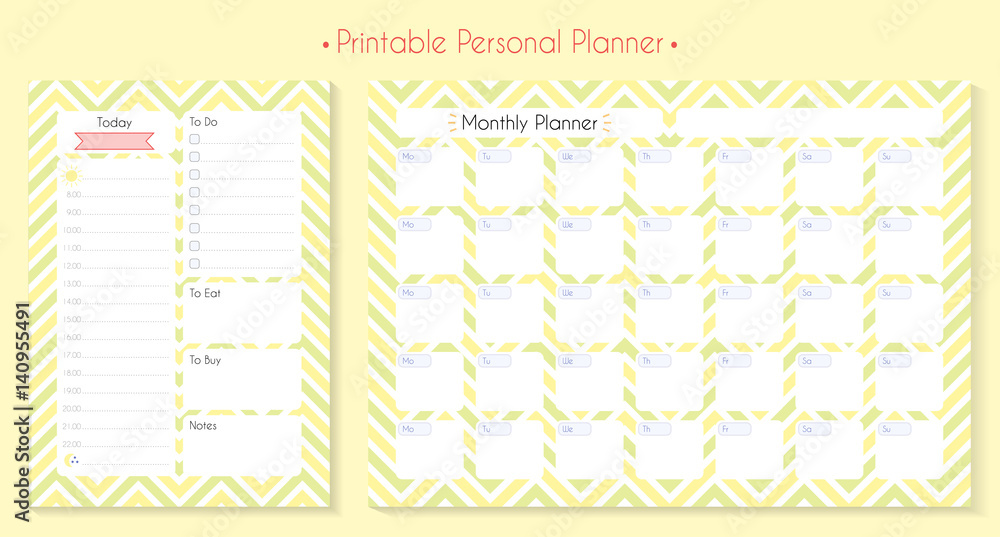 Color printable planner set Stock Vector | Adobe Stock