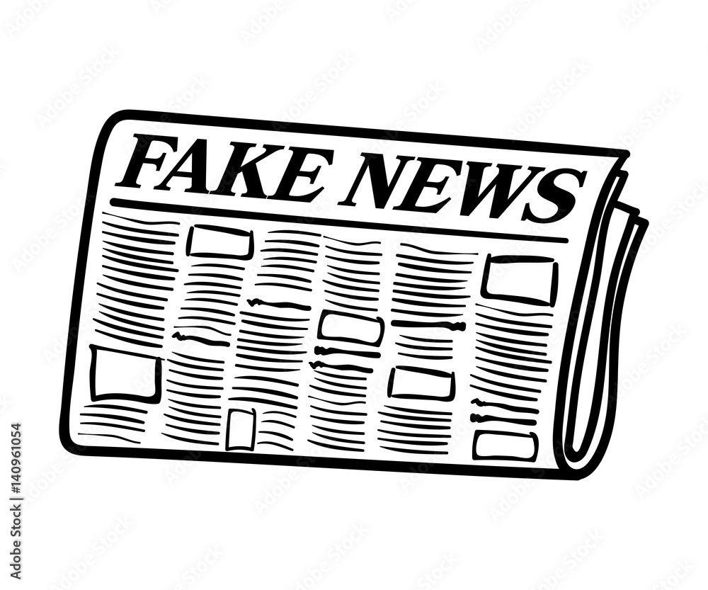 Fake News newspaper. Transparent vector line-art isolated on white ...