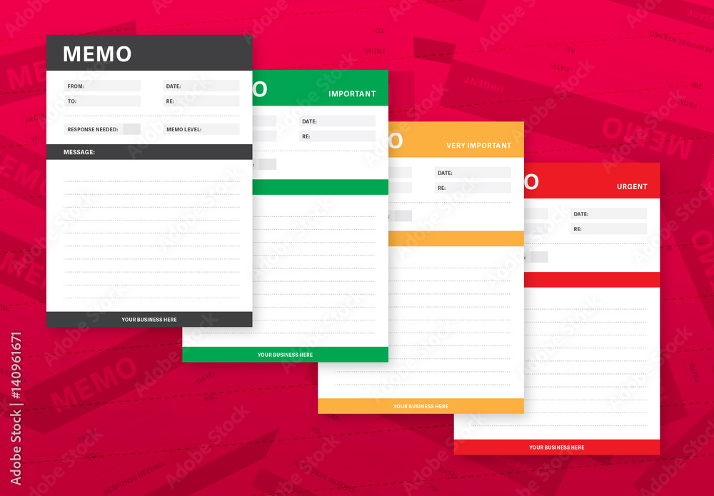 Memo Slip Layout Set Stock Template | Adobe Stock