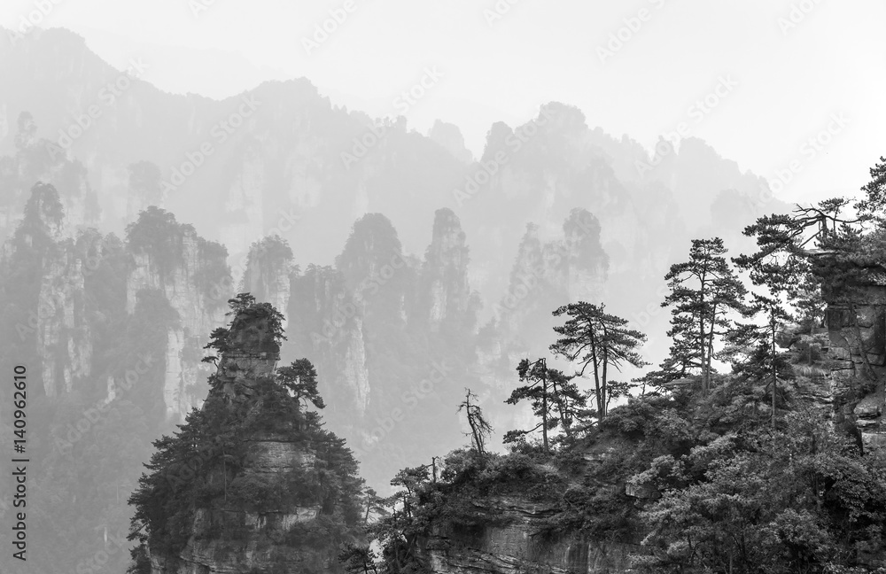 Rock columns mountain (Avatar rocks) in the nist. Zhangjiajie National ...