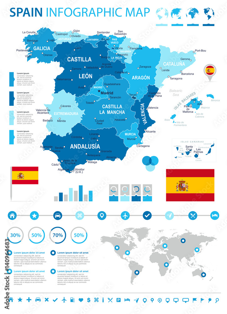 Spain map - infographic set Stock Vector | Adobe Stock