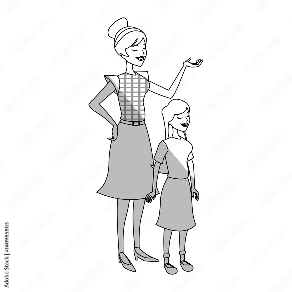 mother with her daughter over white background. vector illustration ...