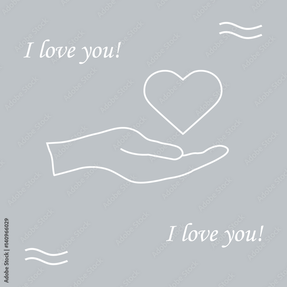 Cute vector illustration: hand holds heart. Love symbol. Stock Vector ...