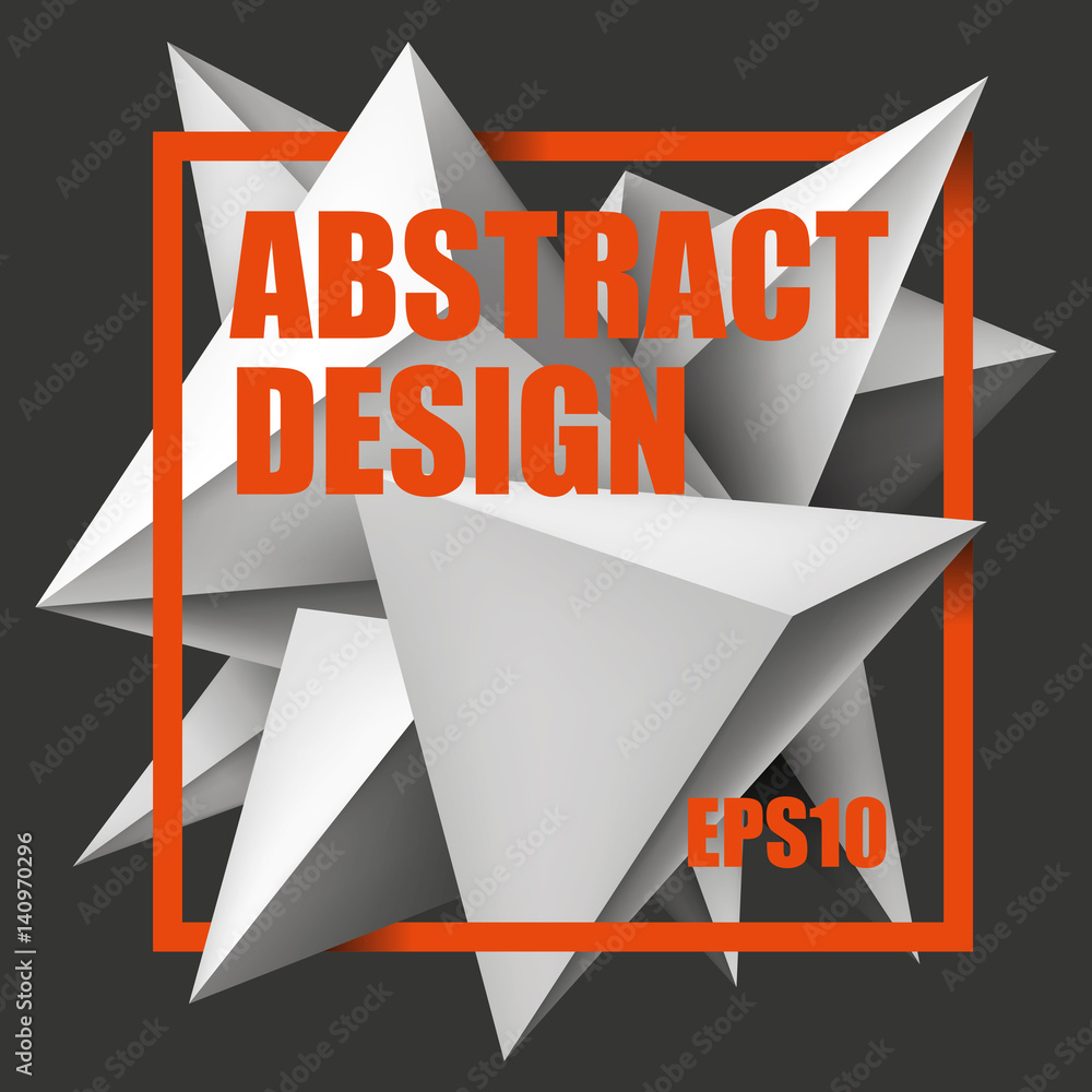 Volume geometric shapes, 3d crystals. Abstract low polygons object ...