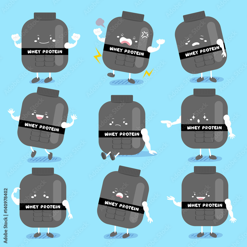 cute cartoon whey protein Stock Vector | Adobe Stock