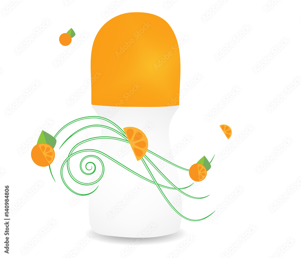 Vector drawing of a deodorant with aroma of orange freshness Stock ...