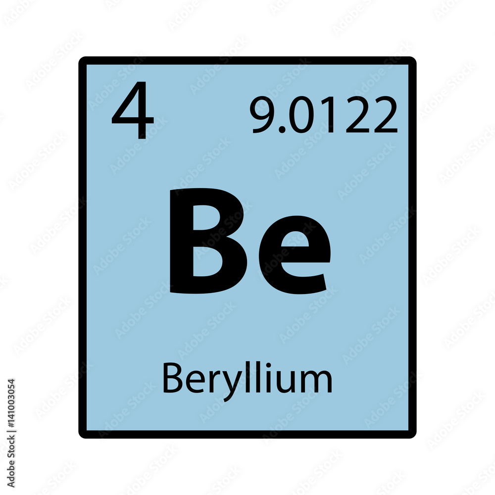 Beryllium periodic table element color icon on white background vector ...