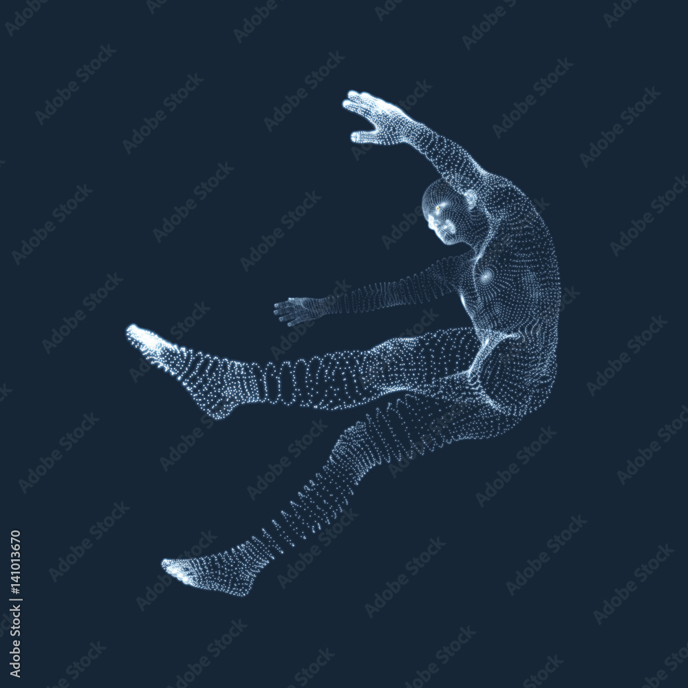 3d Man Slipping and Falling. Silhouette of a Man Fallen Down. Stock ...
