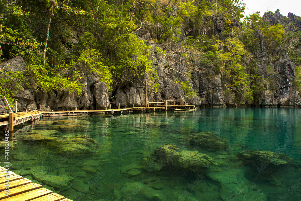 Kayangan Lake. The cleanest lake in the Philippines. Stock Photo ...