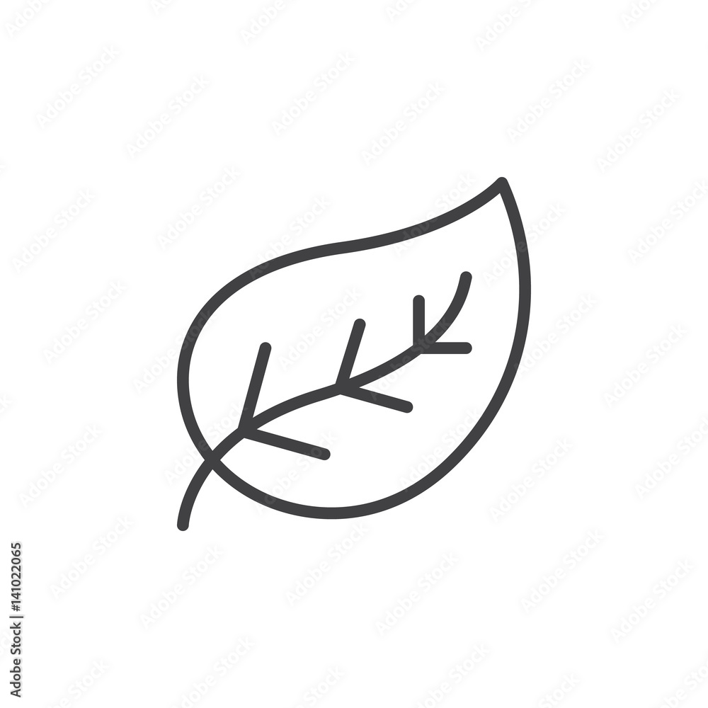 Leaf line icon, outline vector sign, linear style pictogram isolated on ...