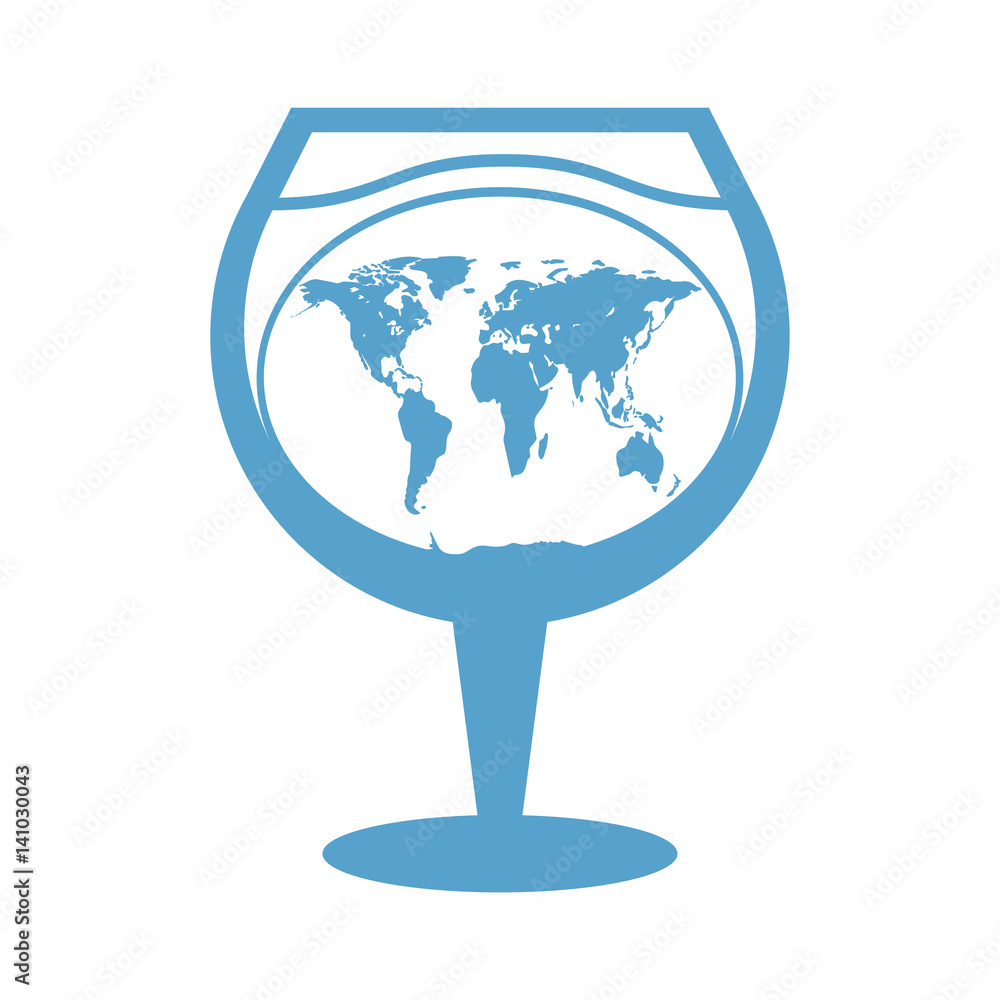 World map in a glass. Flat design. Abstract concept. Vector ...