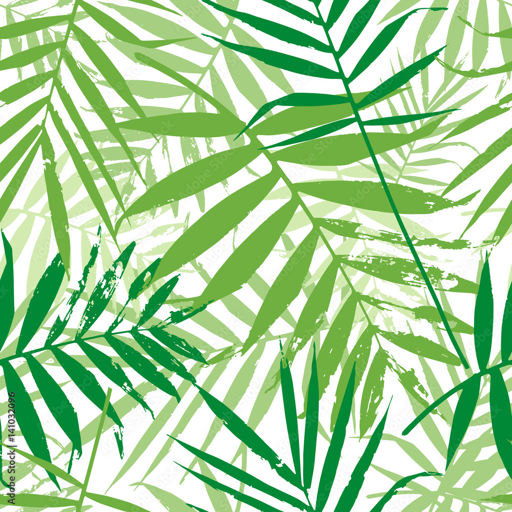 Greenery palm leaves seamless pattern. Color of the year 2017 ...