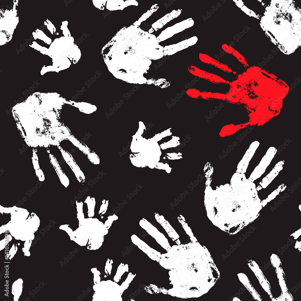 Social problems seamless pattern. Violence pattern. Handprint horror ...
