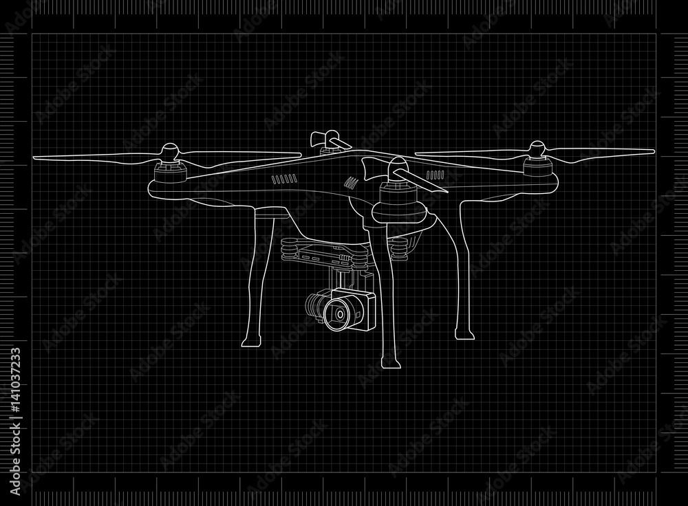 Drone – technical drawing Stock Illustration | Adobe Stock