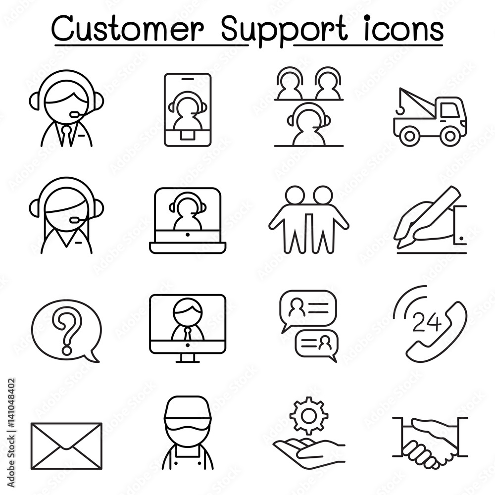 Customer service icon set in thin line style Stock Vector | Adobe Stock