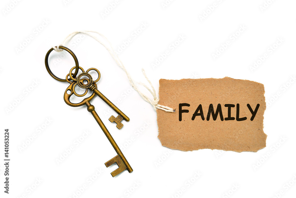 The concept of 'family' is translated by key and silver key chain Stock ...