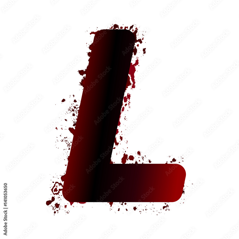 Dirty bloody letter L with spots. Grunge alphabet. Scary letters for ...