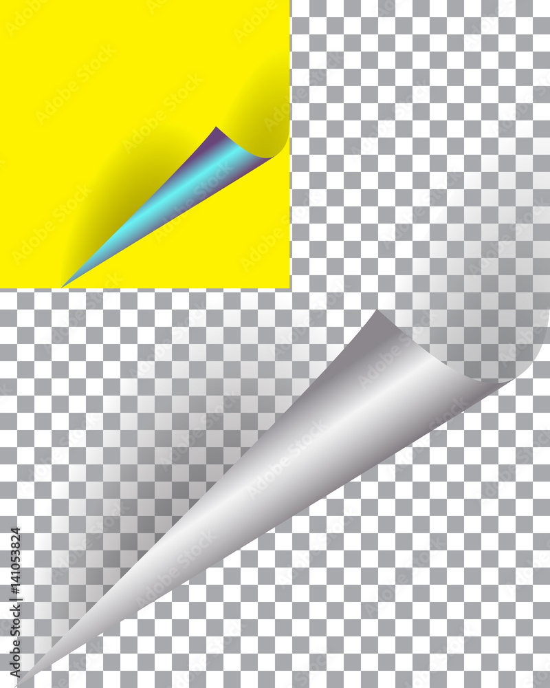 3d transparent vector realistic paper corner with shadow. 3D curved ...