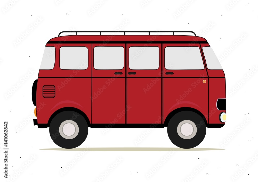 Cartoon red retro bus Stock Vector | Adobe Stock