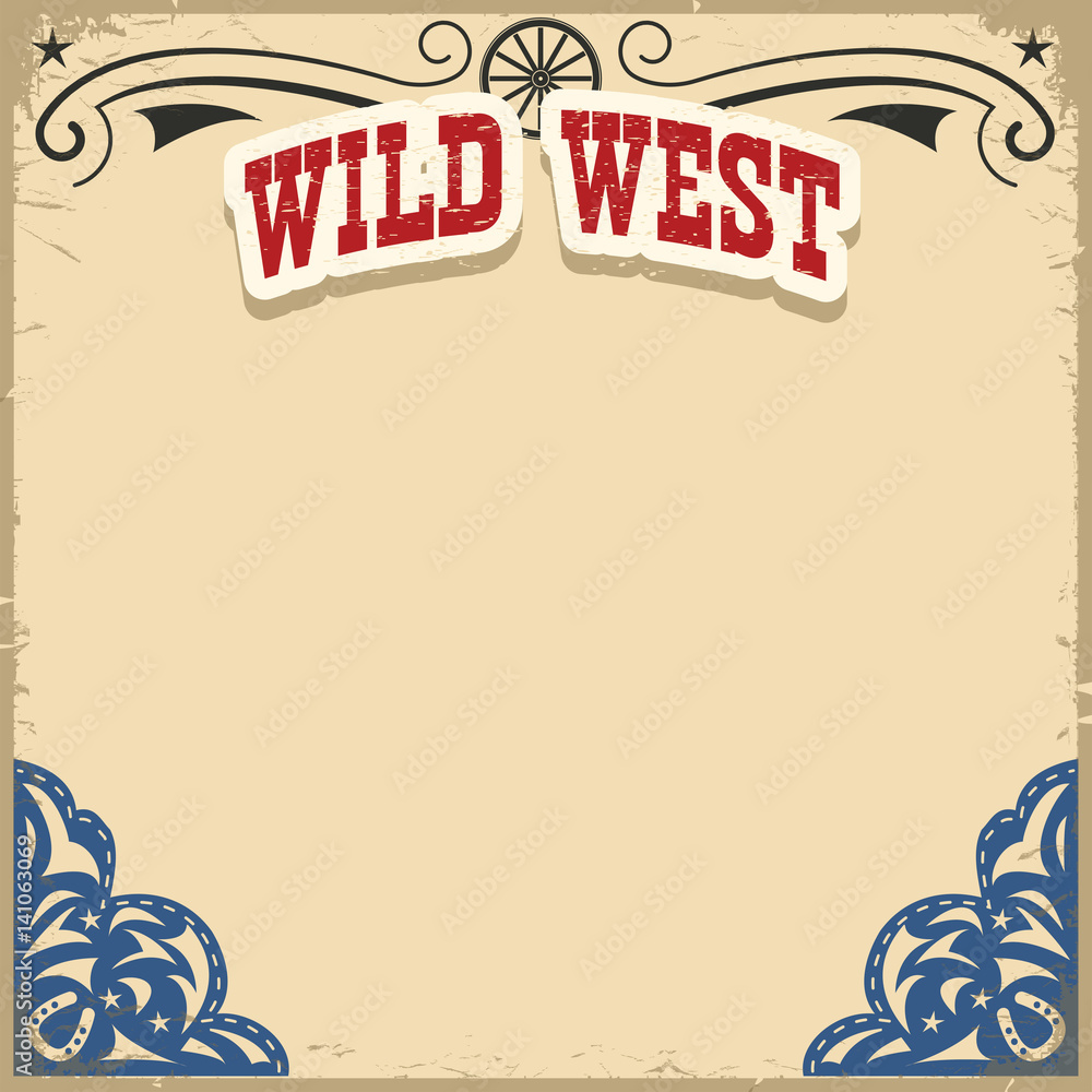 Wild West background on old paper texture. Stock Vector | Adobe Stock