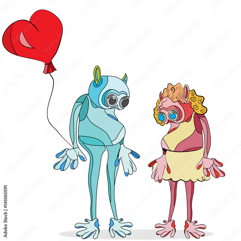 aliens couple in love Stock Vector | Adobe Stock