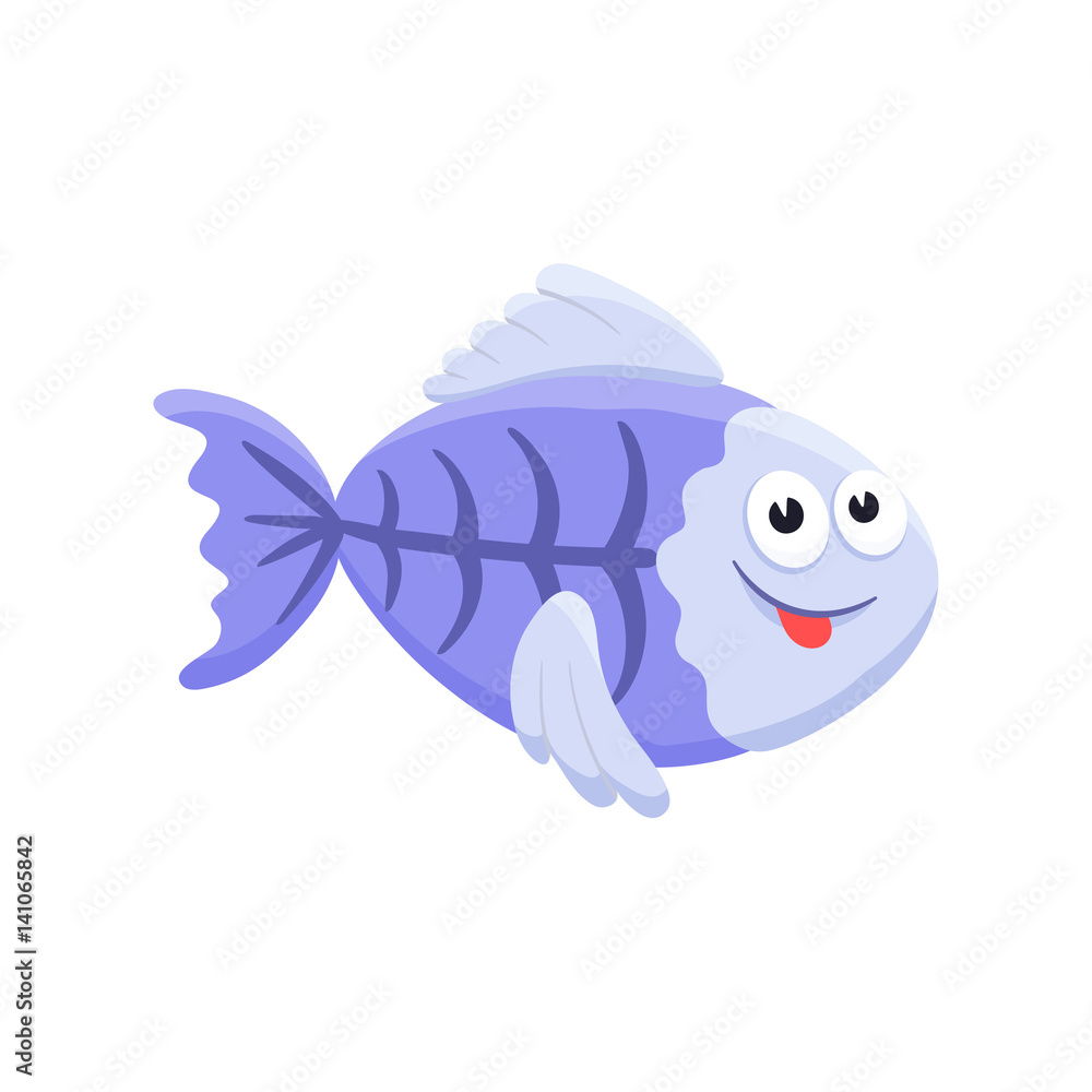 Adorable x-ray fish illustration. Cute cartoon animal isolated on white ...