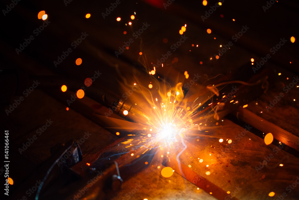 artistic welding sparks light, industrial background Stock Photo ...