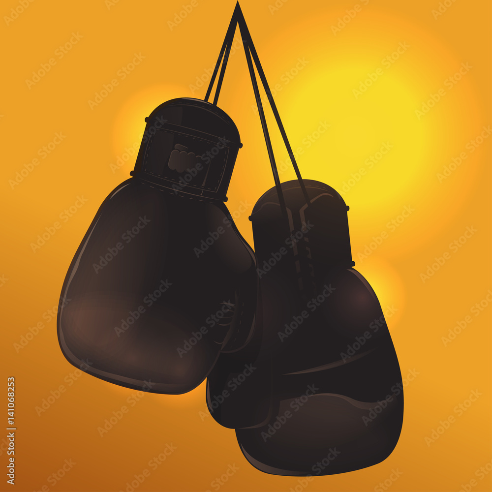 Hanging boxing gloves vector illustration Stock Vector | Adobe Stock