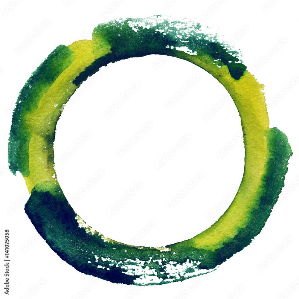 Round watercolor frame, circle shape form isolated on white background ...