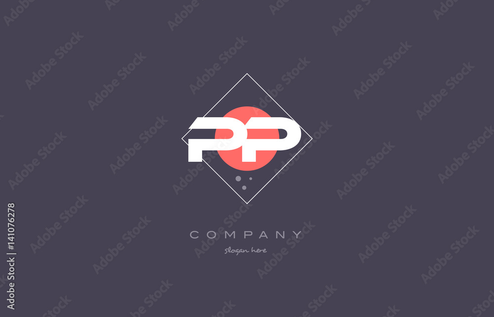 pp p vintage retro pink purple alphabet letter logo icon template Stock ...