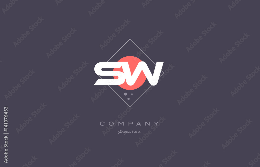 sw s w vintage retro pink purple alphabet letter logo icon template ...