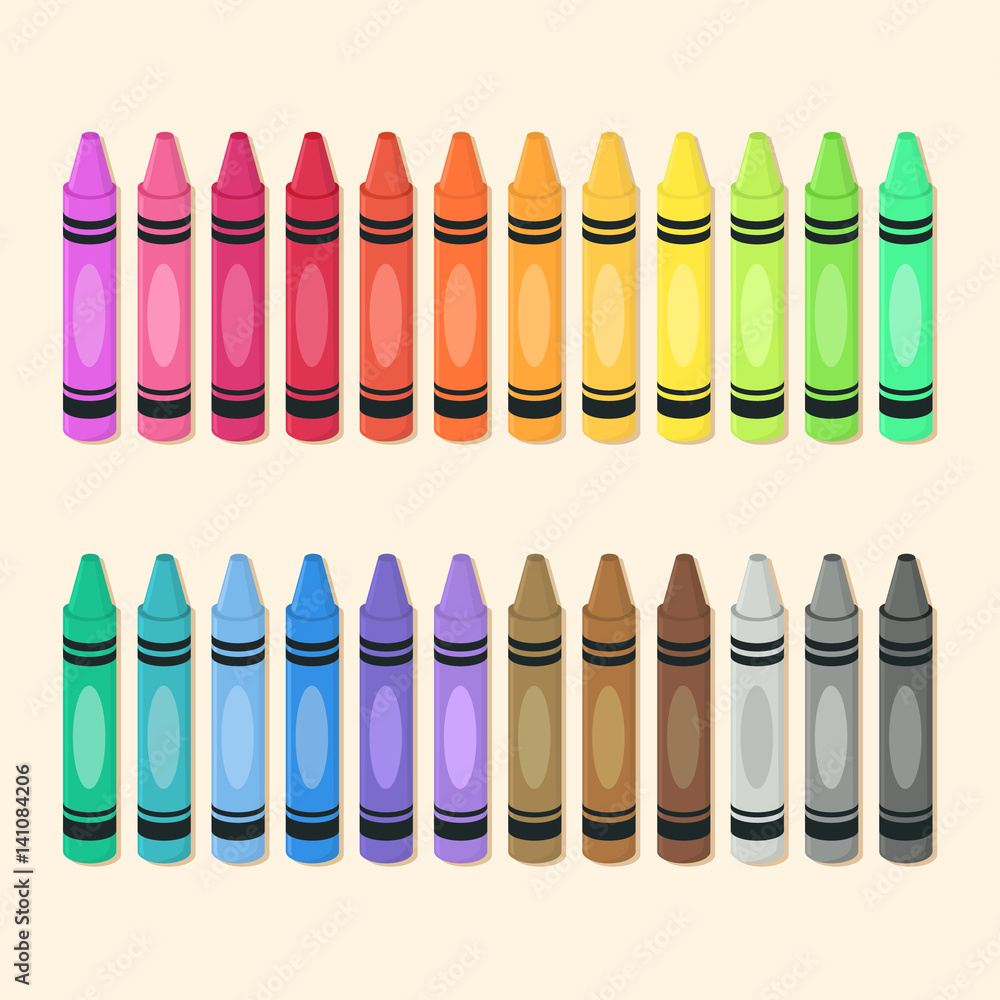 Crayons Set Colorful Back to School Supplies Vector Illustration. Stock ...