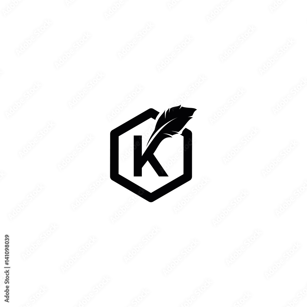 K letter with quill stock logo design Stock Vector | Adobe Stock