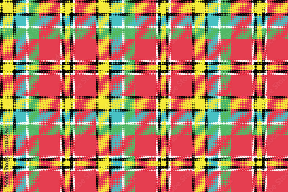 Red yellow check plaid seamless fabric texture Stock Vector | Adobe Stock