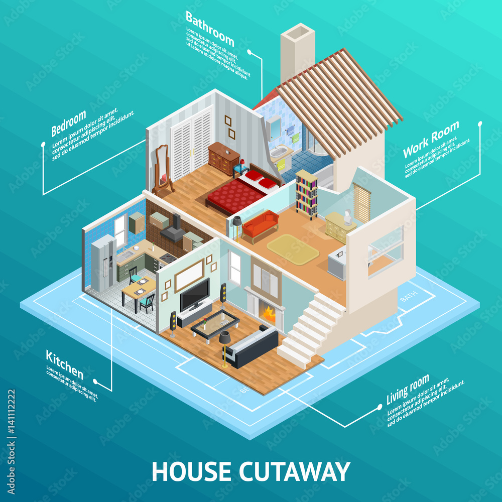 Isometric House Profile Concept Stock Vector | Adobe Stock