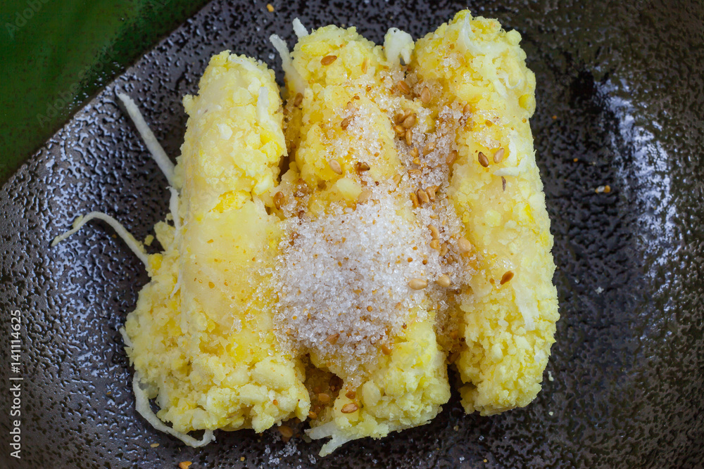 Mung bean rice-crepe are style Thai food, Khanom tua pap Stock Photo ...