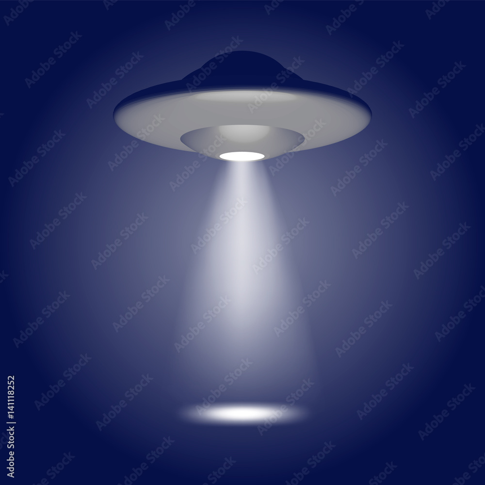 UFO, alien ship, a breathtaking beam, vector illustration, background ...