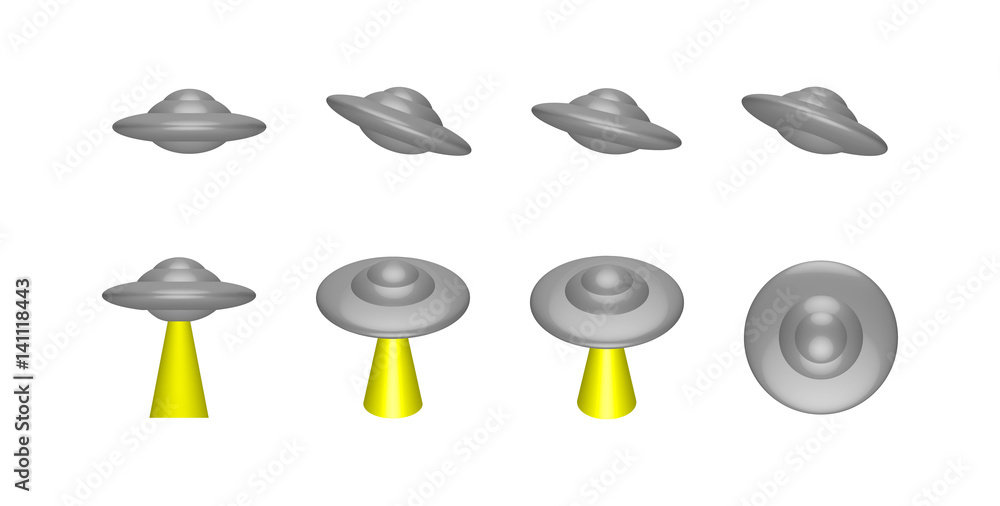 UFO, alien ship, a breathtaking beam, vector illustration, different ...