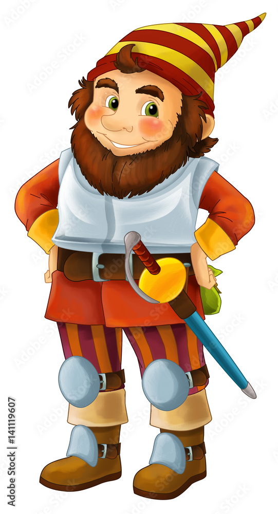 cartoon happy dwarf warrior standing and looking isolated illustration ...