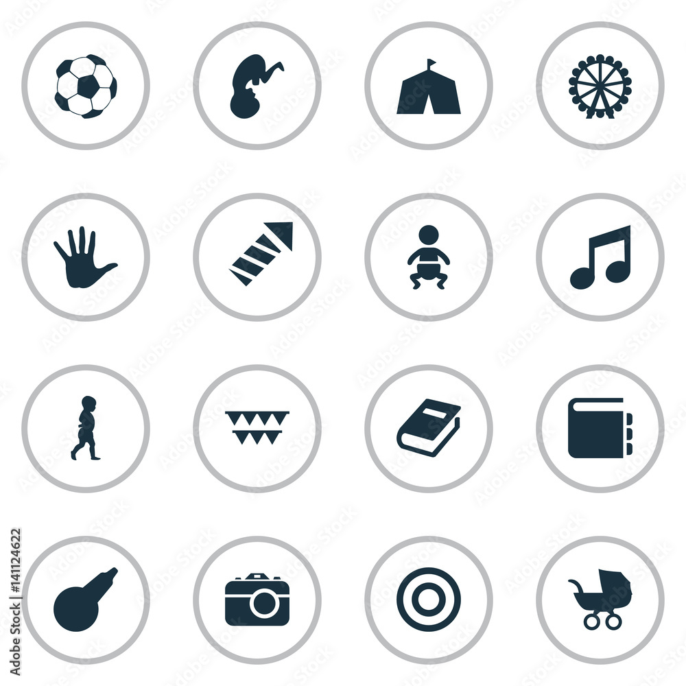 Vector Illustration Set Of Simple Child Icons. Elements Ferris Wheel ...