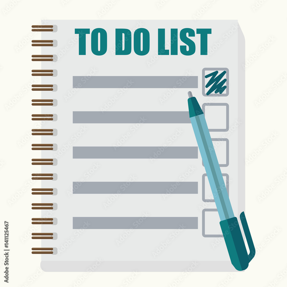 Paper note book with to do list in cartoon style Stock Vector | Adobe Stock