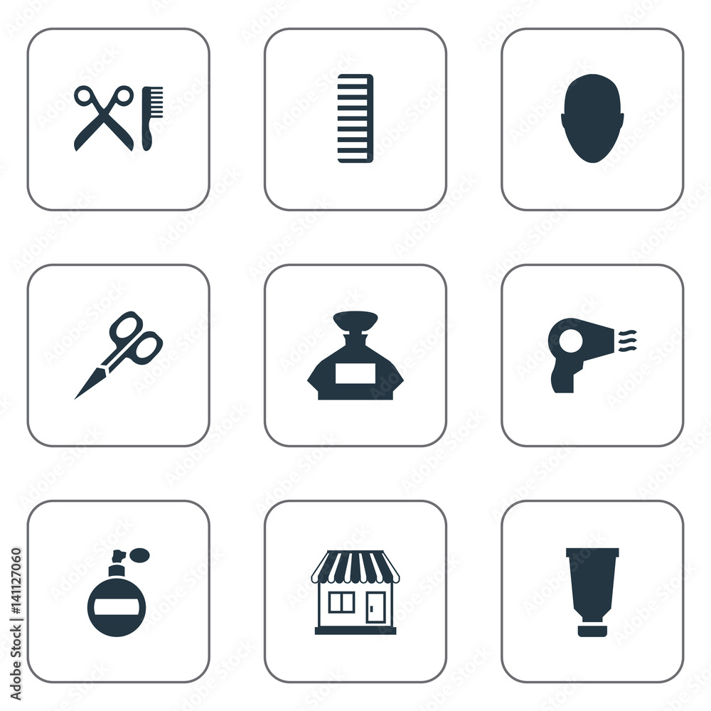 Vector Illustration Set Of Simple Hairdresser Icons Elements Barber vector-illustration-set-of-simple-hairdresser-icons-elements-barber