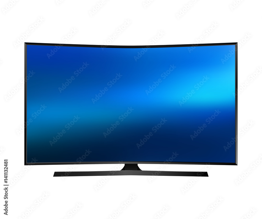Vector UHD Smart Tv with curved screen on white background. Stock ...