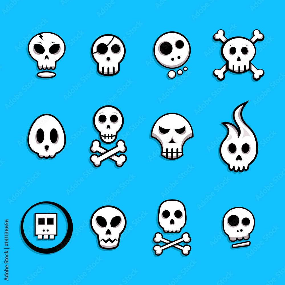 Skull icon set - vector illustration Stock Vector | Adobe Stock